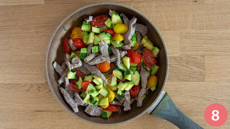 Ricetta Straccetti di manzo con zucchine e pomodorini - Ricetta.it